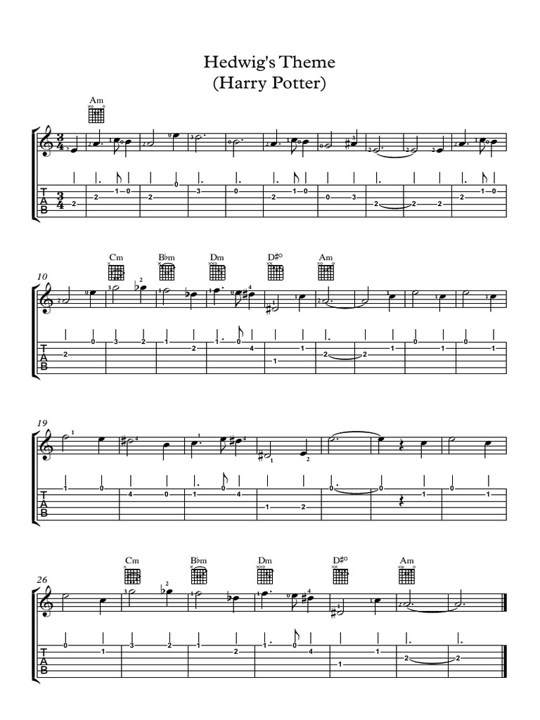 SPARTITO E TAB Harry Potter - Chitarra Acustica | PDF