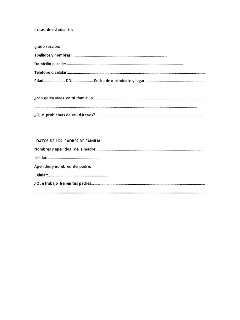 Fichas de Estudiantes | PDF