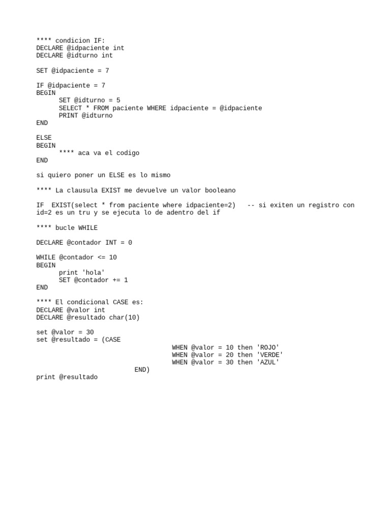 Condicionales SQL | PDF