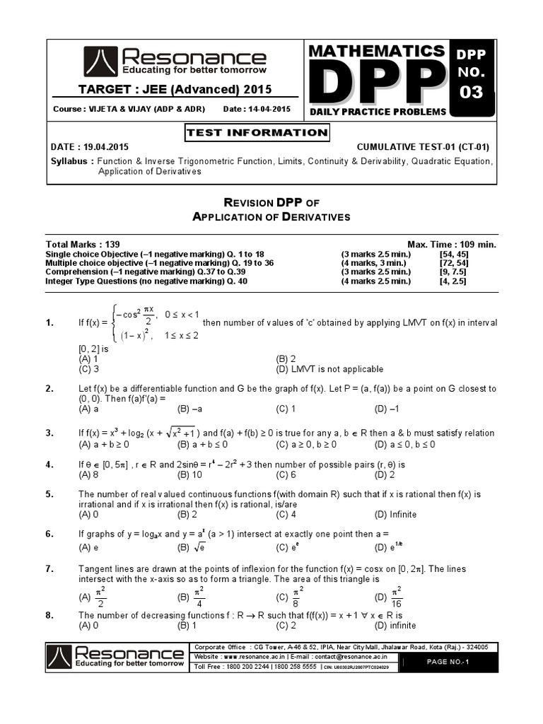 Maths Dpp Pdf Function Mathematics Trigonometric Functions
