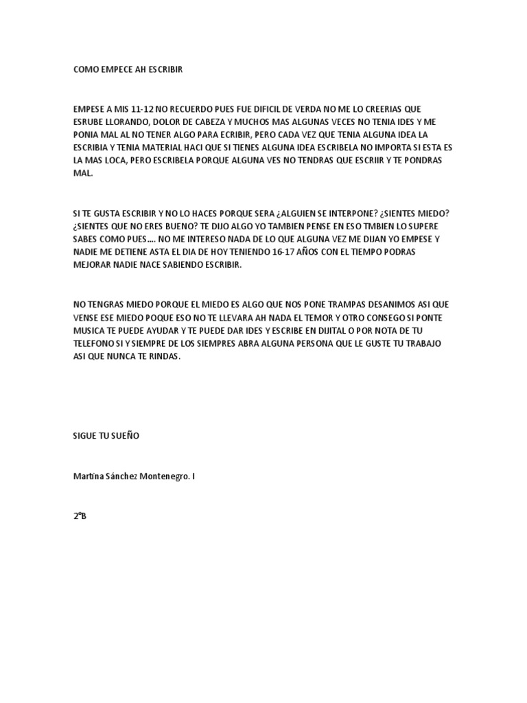 Como Empece Ah Escribir | PDF