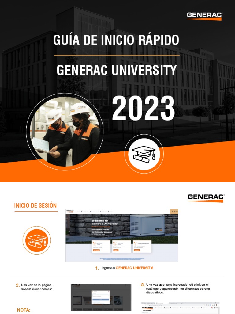 La Guía de Inicio Rápido para Generac University - Prerrequisitos TC | PDF
