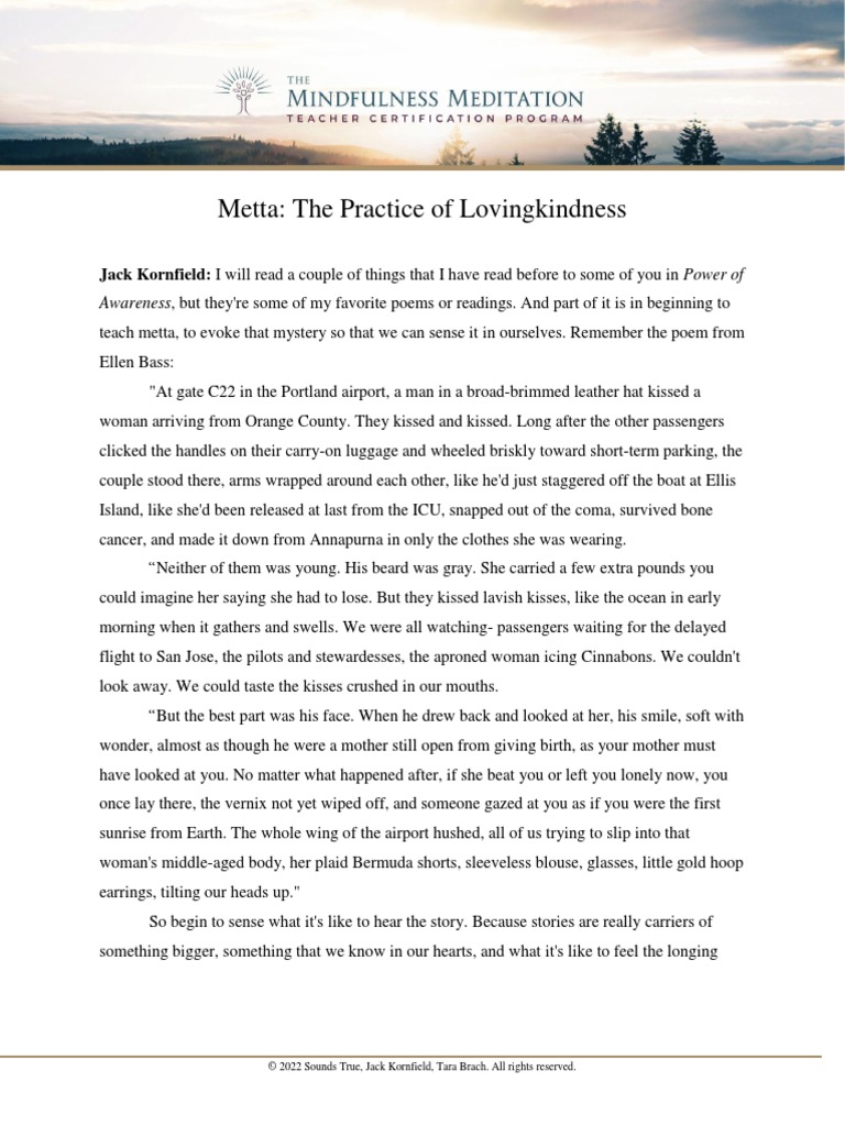 03-12 Metta The Practice of Lovingkindness | PDF | Cambodia | Compassion