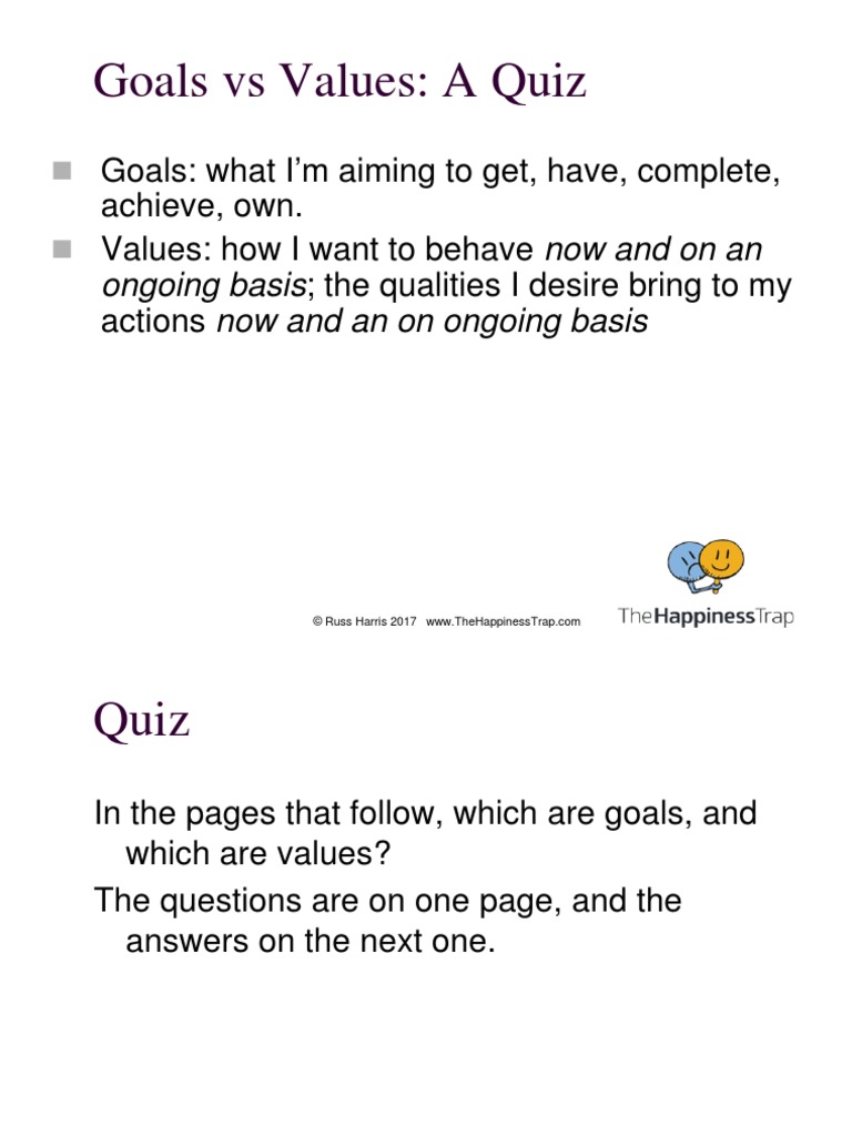 Values Versus Goals Quiz | PDF Values Versus Goals Quiz | PDF