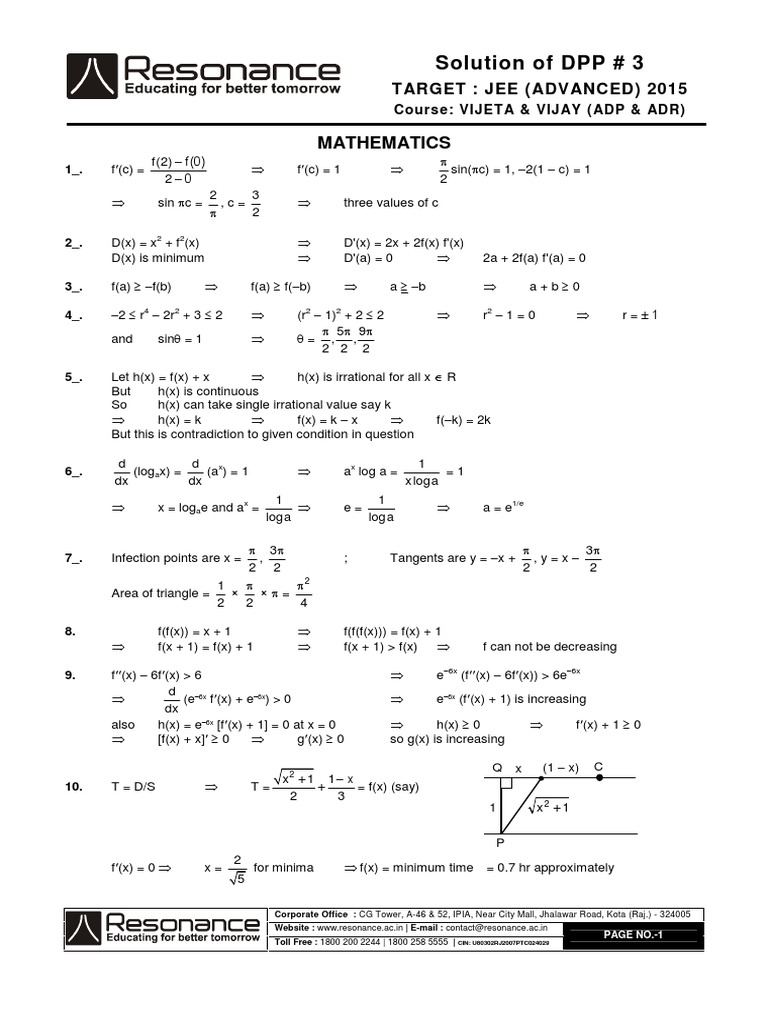 Maths DPP Solution | PDF Maths DPP Solution | PDF