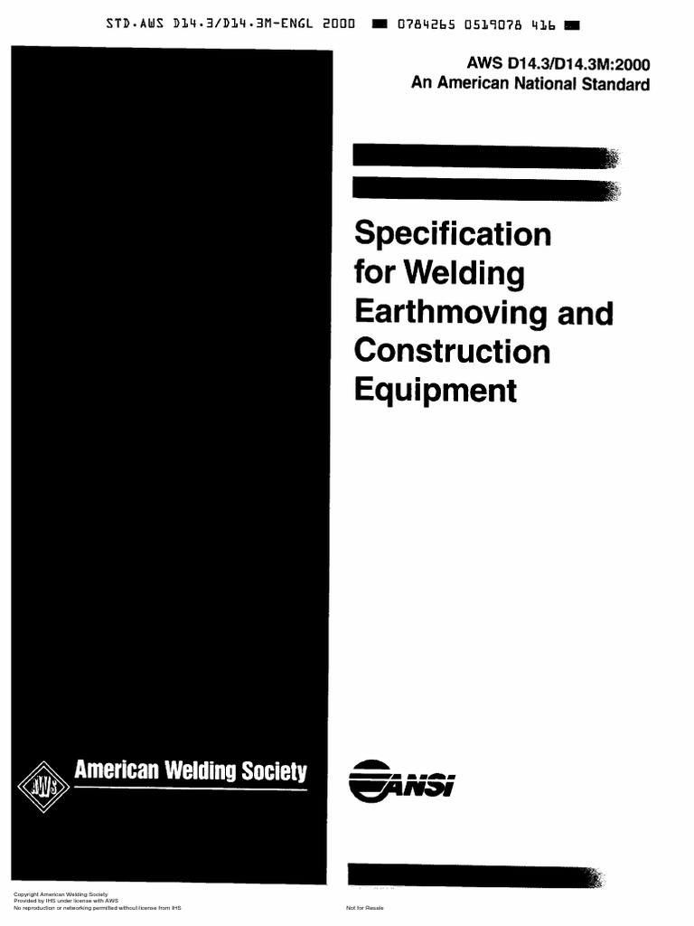 AWS D14.3 - D14.3M 2000 (Welding Earthmoving & Construction Equipment ...