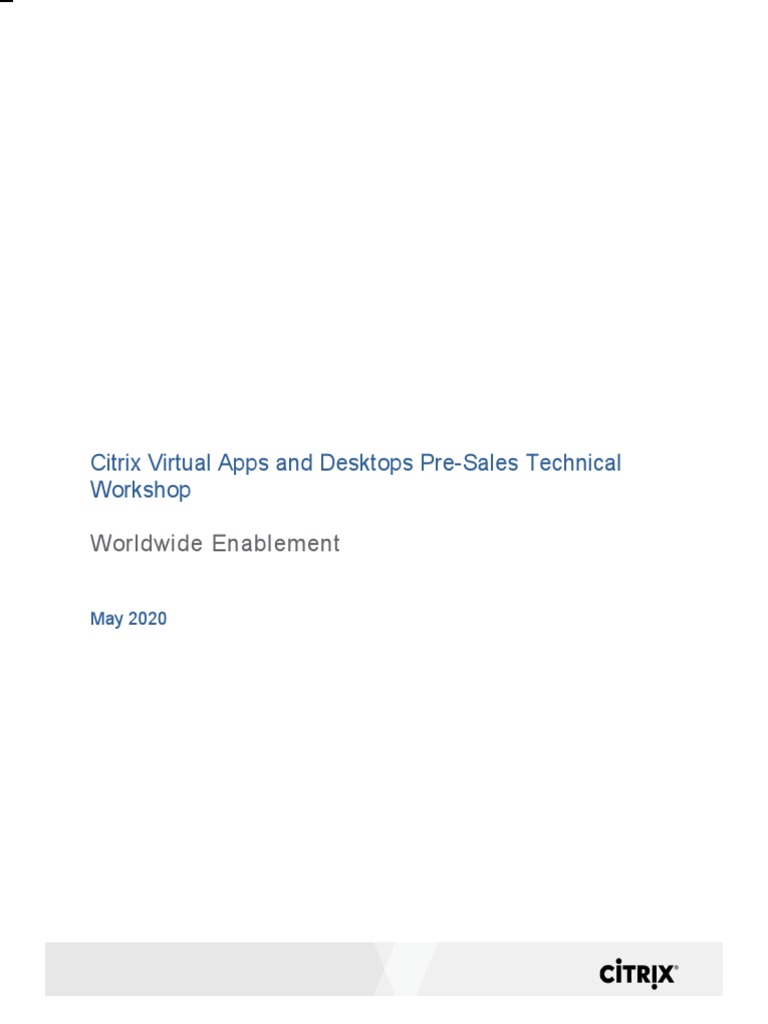 Citrix Virtual AppsDesktops 7 - 1912 Pre-Sales Workshop Lab Guide | PDF | Citrix Systems ...