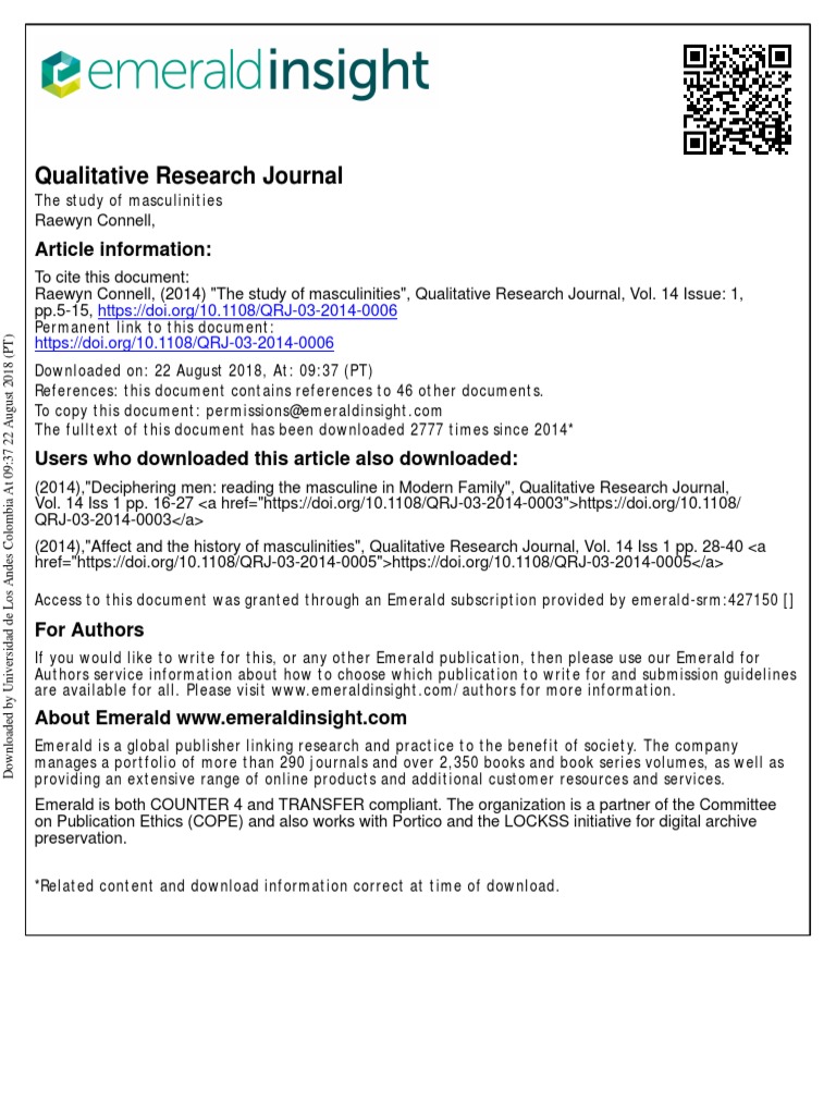 Connell, R. - The Study of Masculinities | PDF