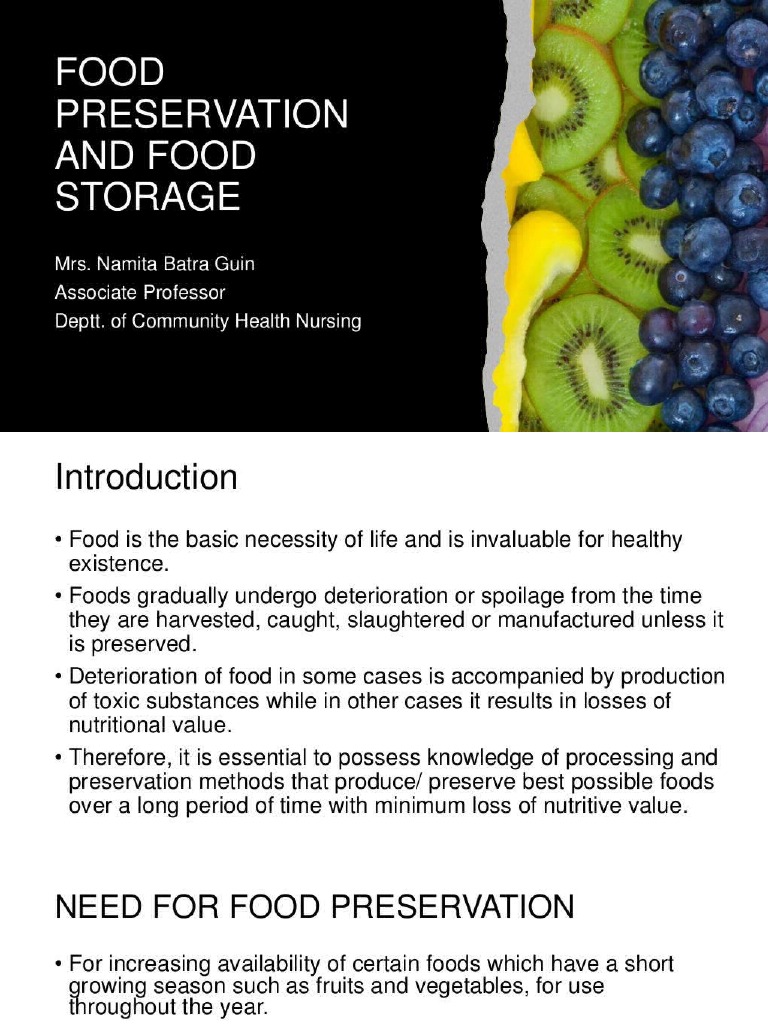 GNM Nursing 1st Year Notes - Unit-4 - Food-Preservation-And-Storage | PDF