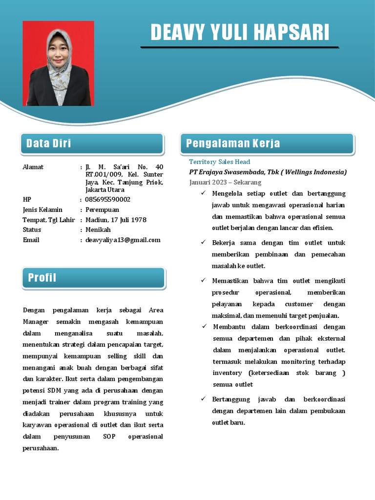 CV Deavy Yuli Hapsari 300623 | PDF
