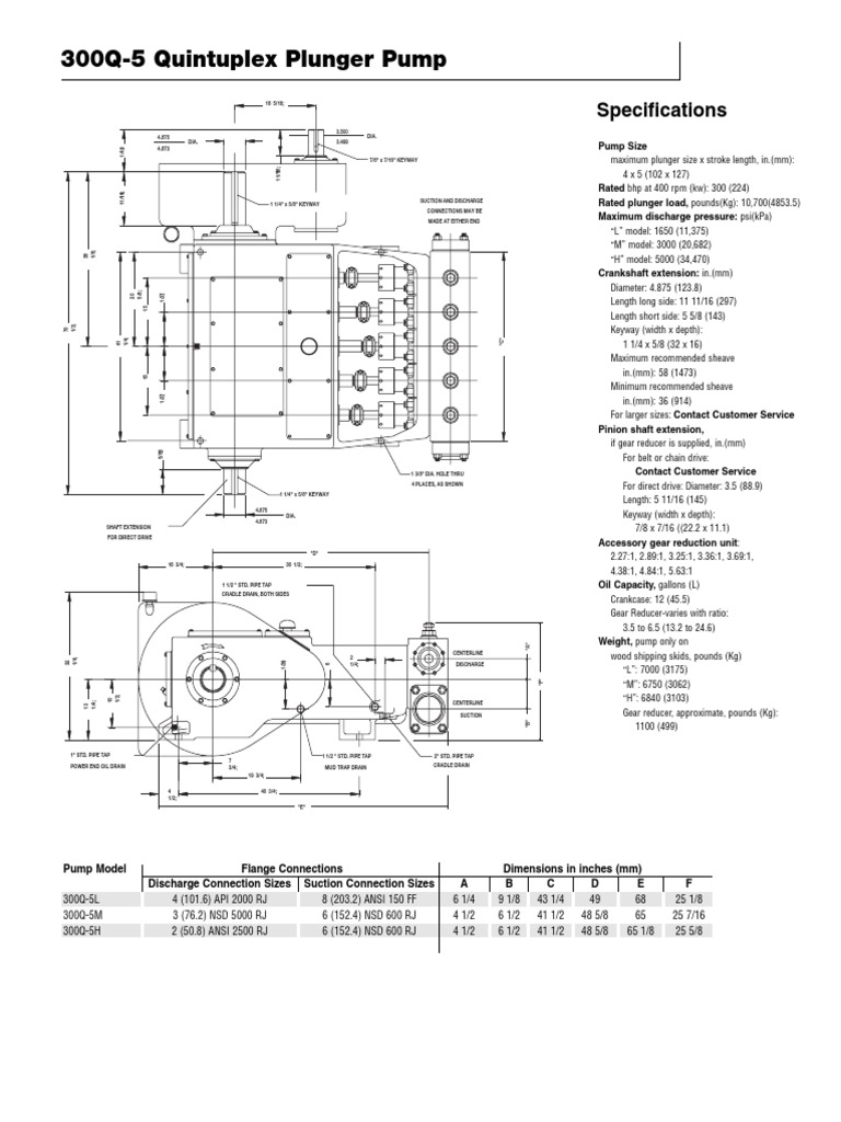 300Q-5 Quintuplex Plunger Pump: Specifications | PDF