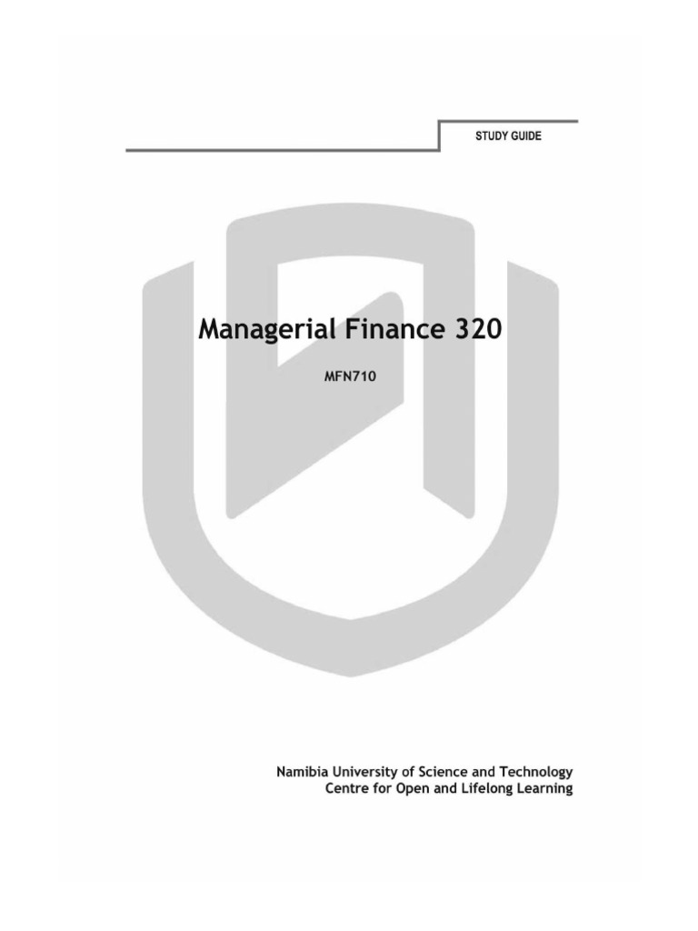 MFN710S Managerial Finance 320 Study Guide | PDF