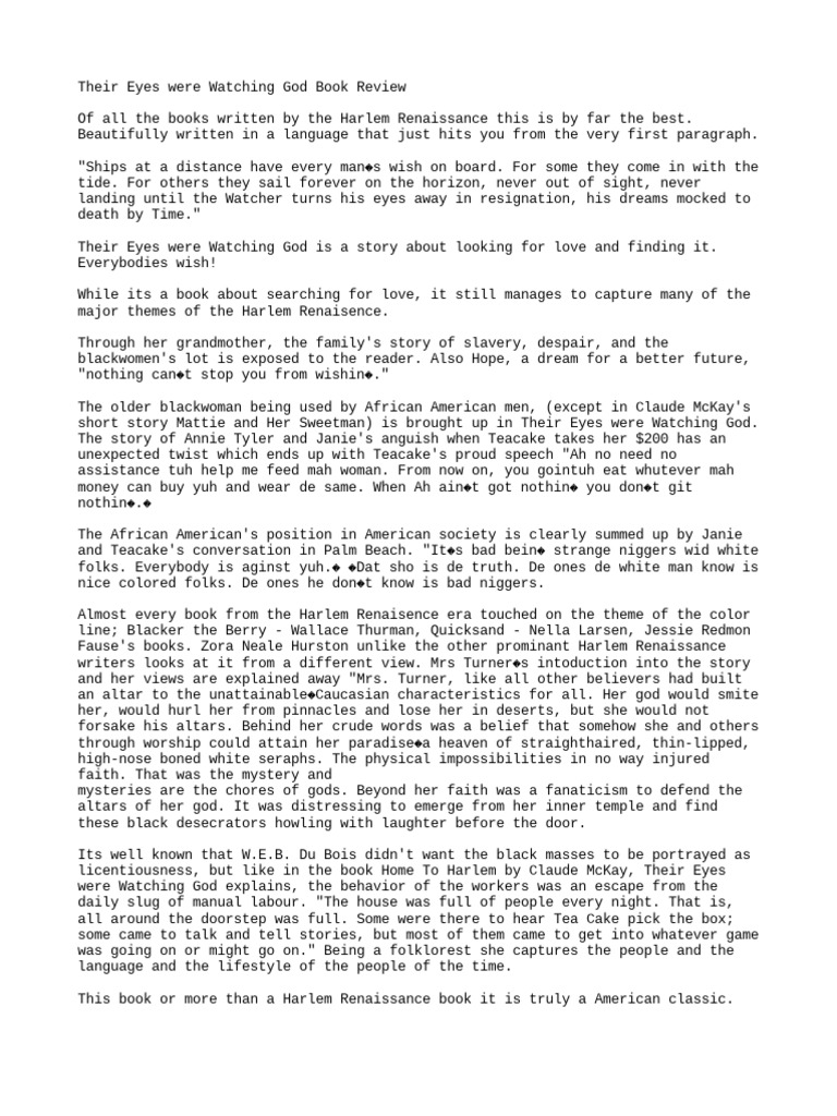 Their Eyes Were Watching God | PDF | Harlem Renaissance