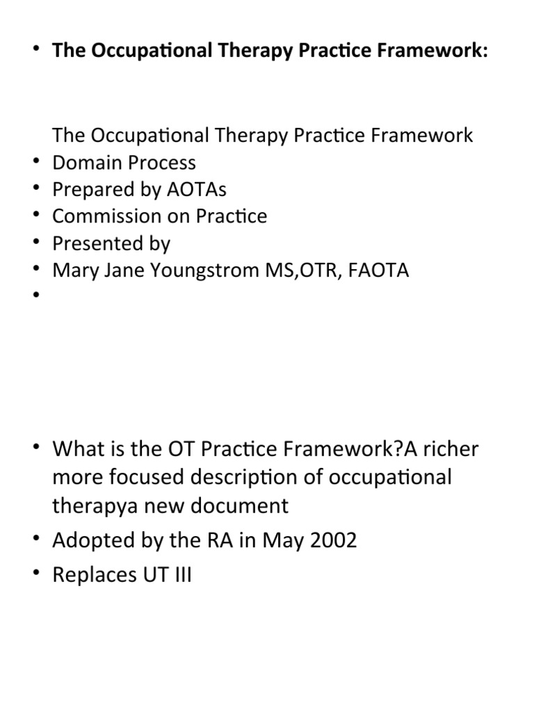 OTPF | PDF | Occupational Therapy | Psychological Concepts