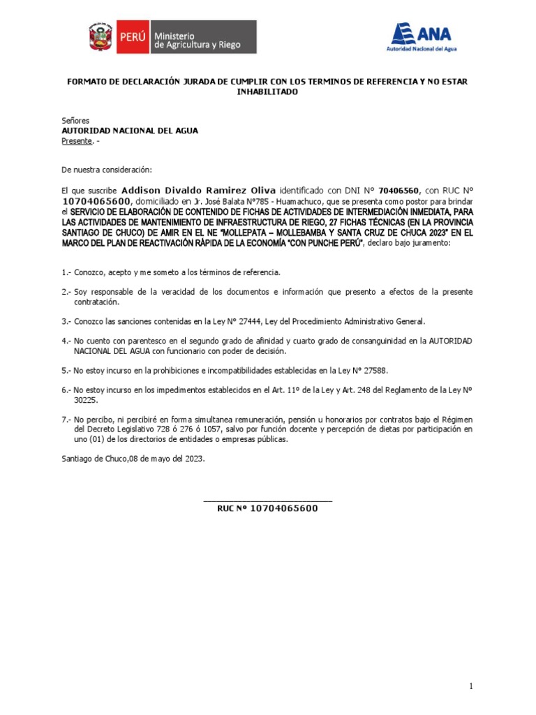 Anexo 15 Terminos de Referencia | PDF