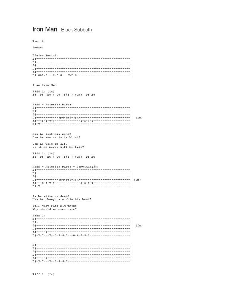 Iron Man Black Sabbath Pdf