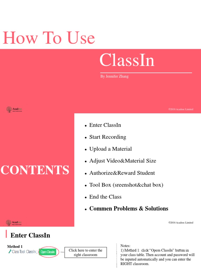 （2）How to use ClassIn - by Jennifer （培训老师ClassIN的流程） | PDF | Screenshot ...