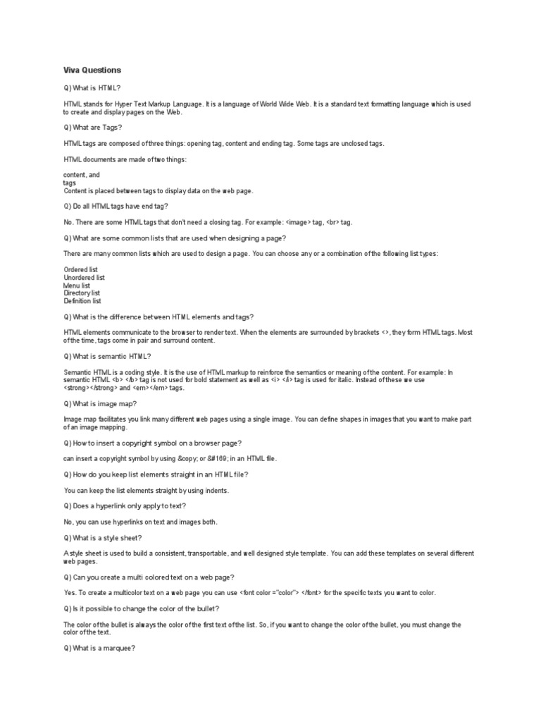 Web Technology Viva Questions | Download Free PDF | Relational Database | Xml