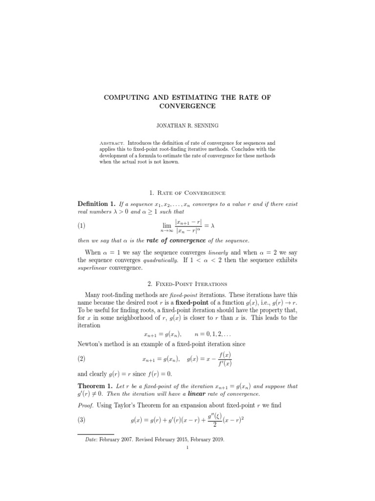 Convergence Rates in Iterative Methods | PDF