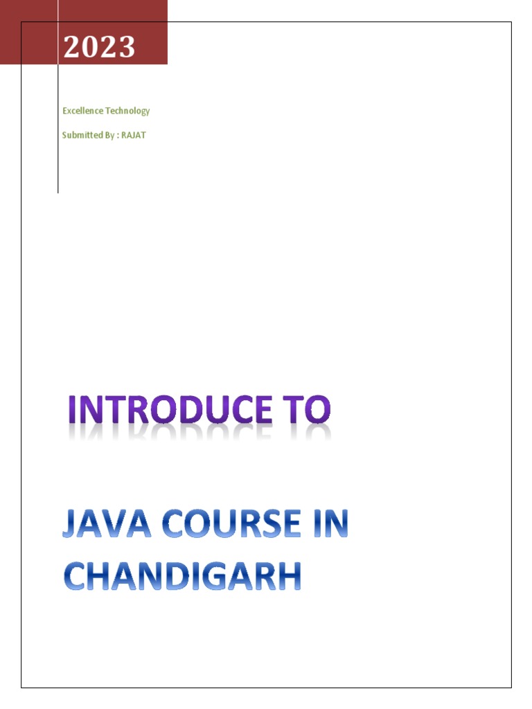 Java Course in Chandigarh | PDF | Java (Programming Language) | Computer Programming