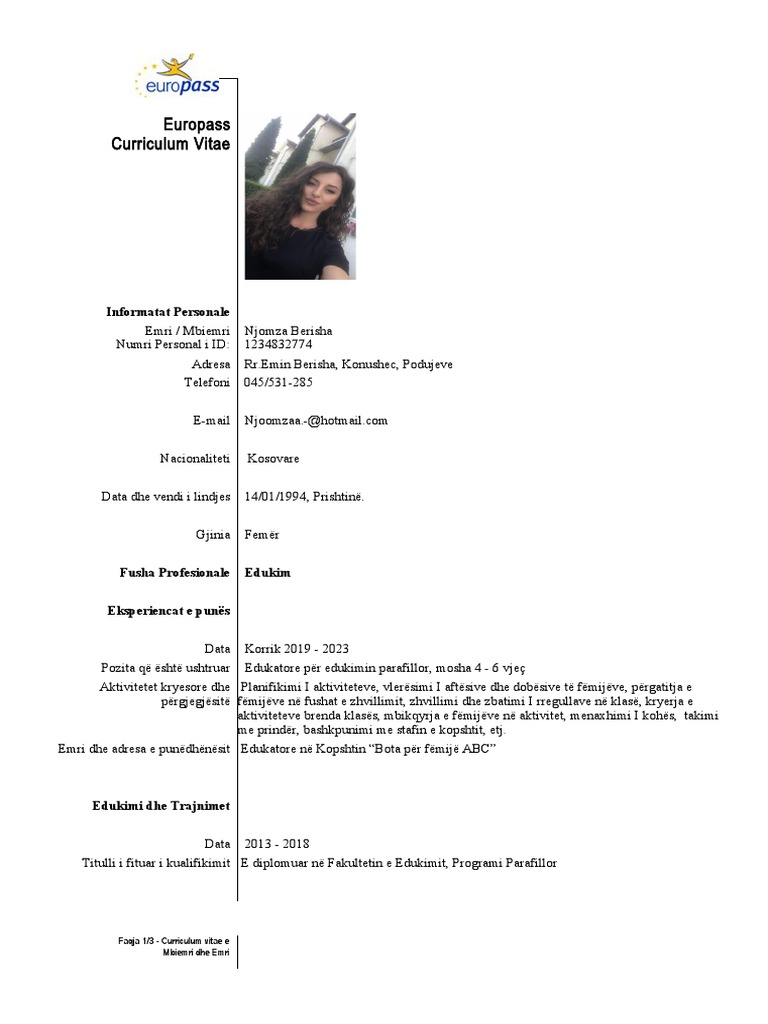 CV Njomza Berisha | PDF