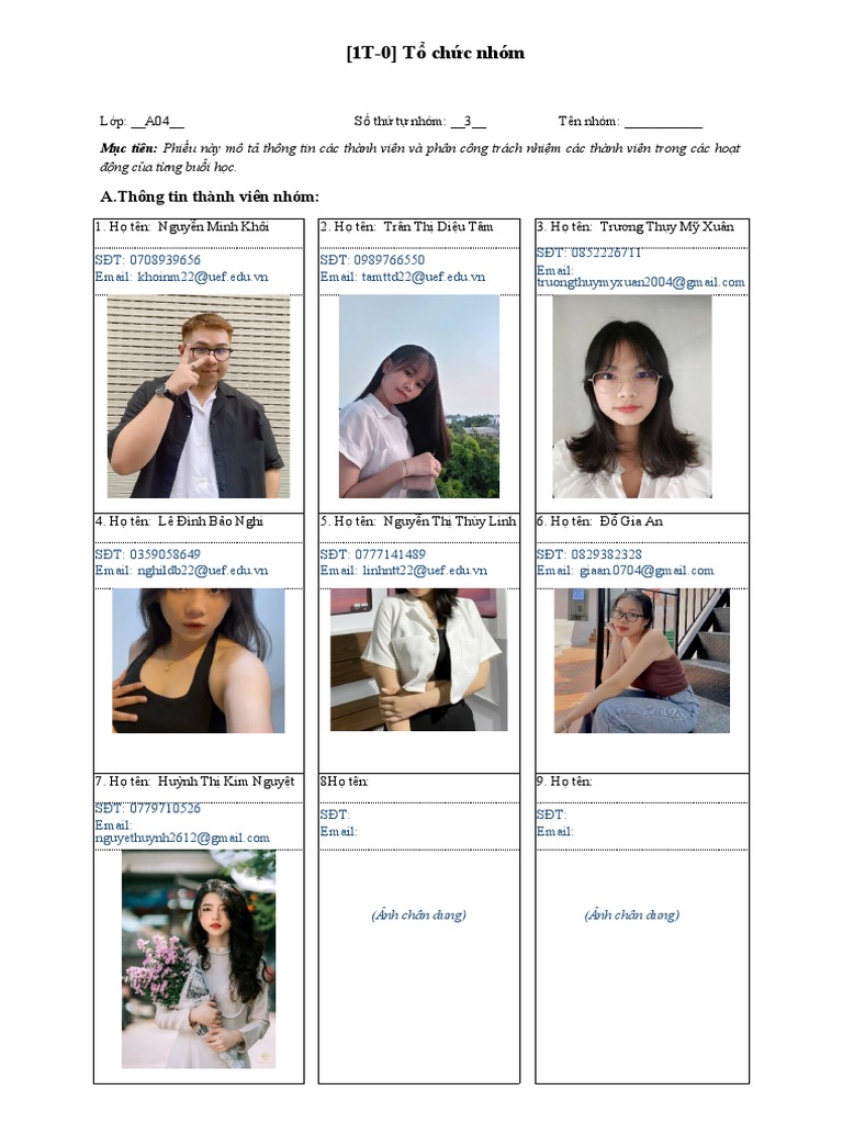 (1T-0) T CH C Nhóm: A.Thông Tin Thành Viên Nhóm | PDF