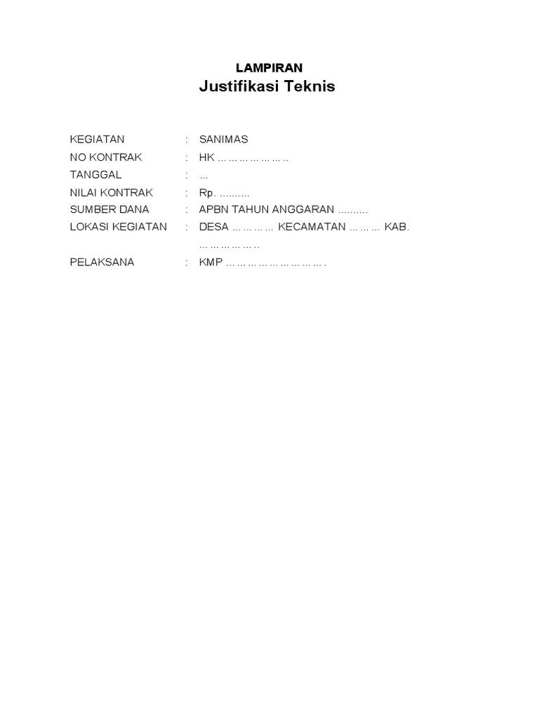 Draft Contoh CCO Dan Justifikasi Teknis | PDF | Teknologi & Rekayasa