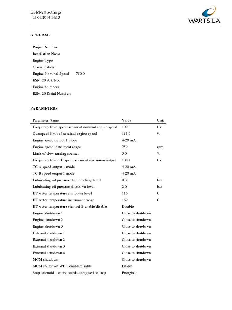 ESM-20 Engine Settings Overview | PDF | Switch | Electrical Engineering