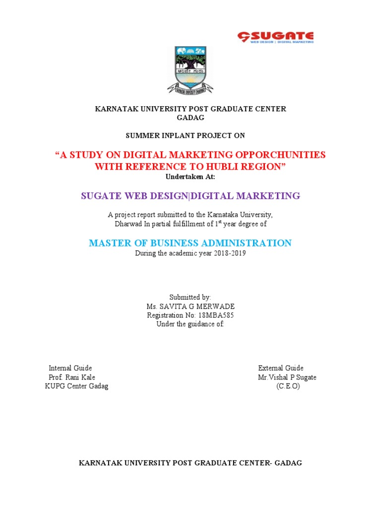 Digital Marketing Project Report For MBAs | PDF