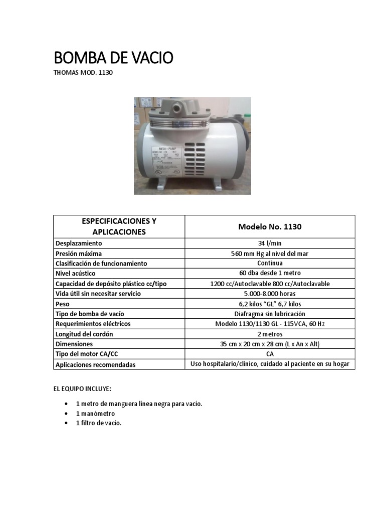 Bomba de Vacio 1130 | PDF