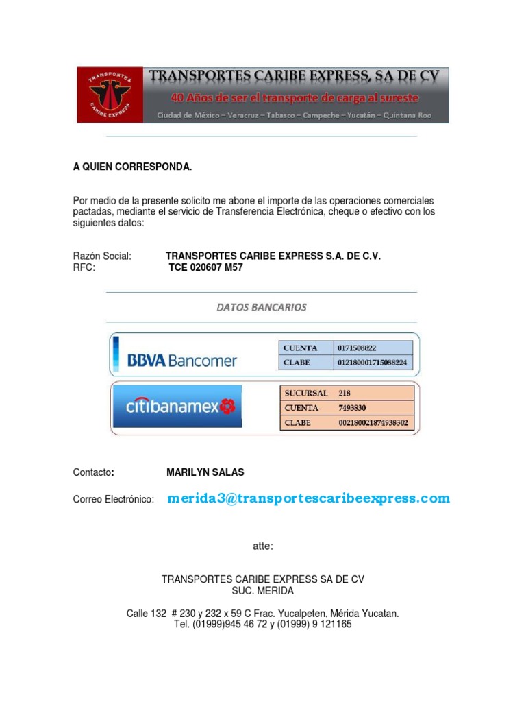 Solicitud de Abono - Caribe Express | PDF | Negocios