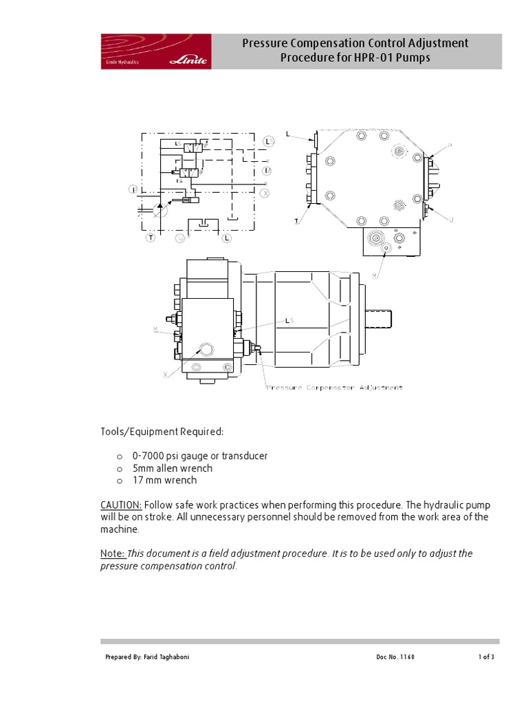 Pressure Compensation Control Adjustment Procedure For HPR-01 Pumps ...