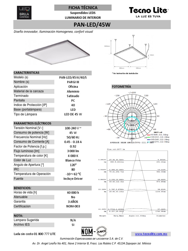 Fichas Tecnicas Pan Led 45w | PDF