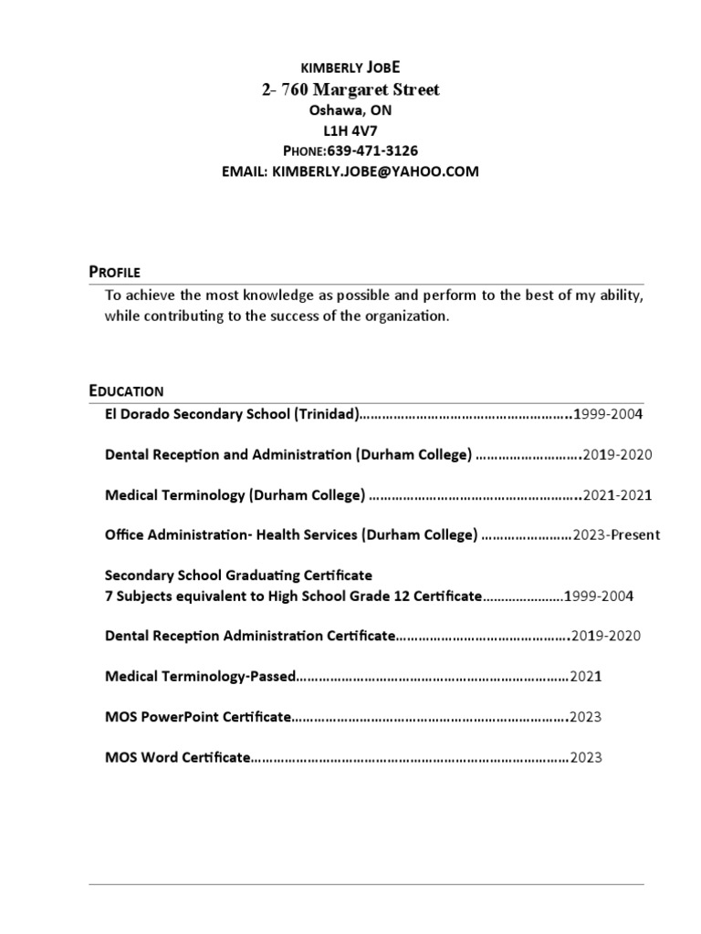 Kimberly Resume | PDF