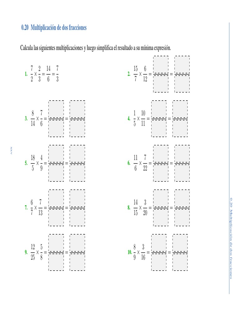Multiplicación de Fracciones y Números Mixtos-Ejercicios. | PDF | Ajedrez
