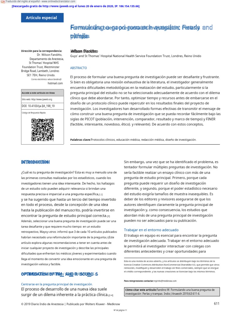 Formulating Research Question - En.es | PDF