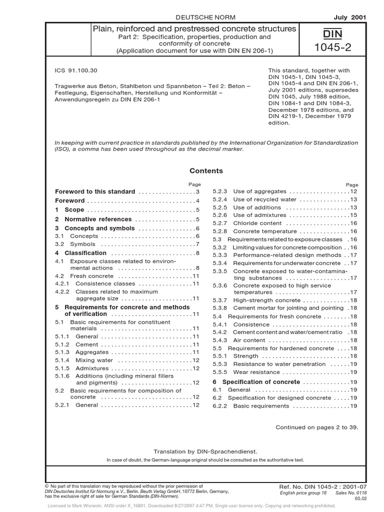 Din 1045 - 2 | PDF | Concrete | Cement