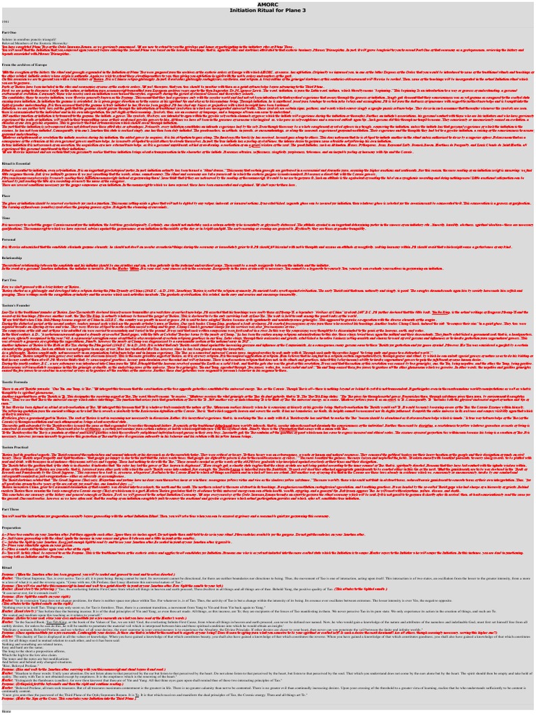 AMORC Initiation Ritual For Plane 3 | PDF | Tao | Mysticism