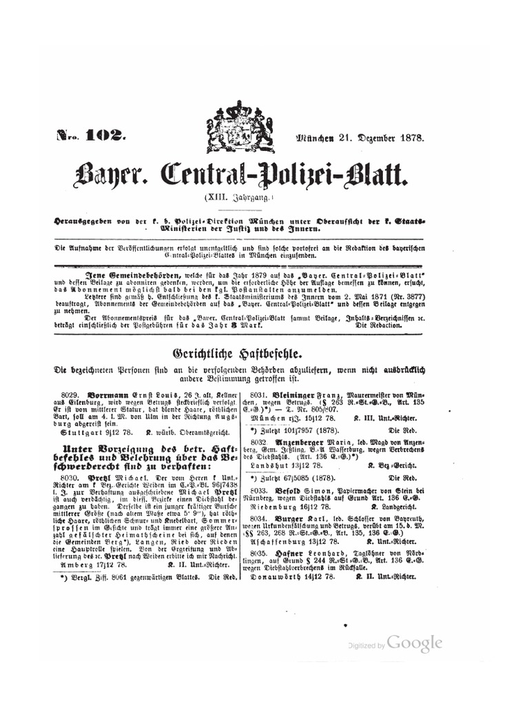 410 Bayer Zentral Polizei Blatt | PDF