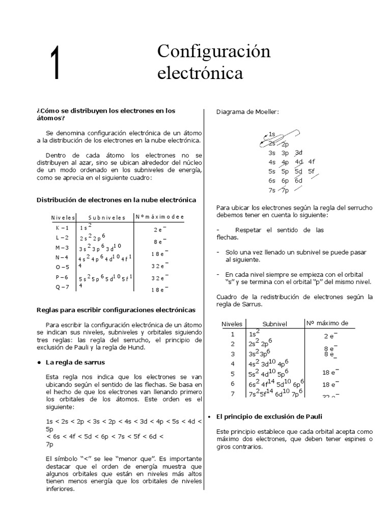 Configuración electrónica | PDF | Configuración electronica | Fases de la materia