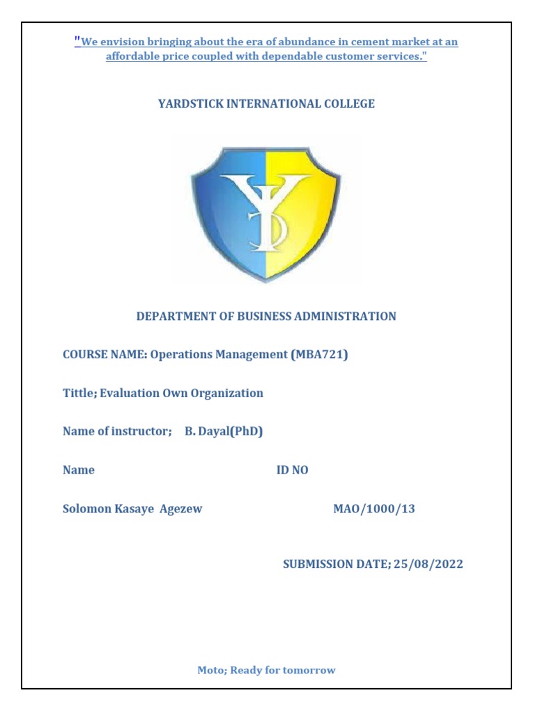 Operation Management Assignment 01-Done | PDF