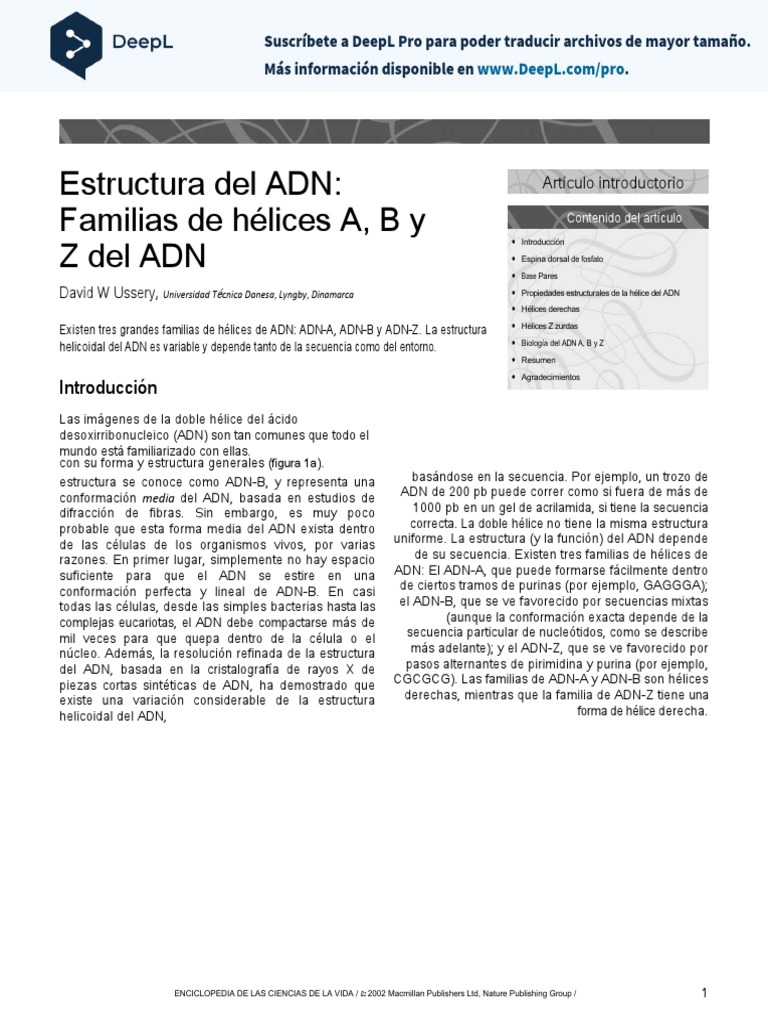 2002 DNA Structure A B and Z DNA Helix Families Es | PDF | Adn | Base par