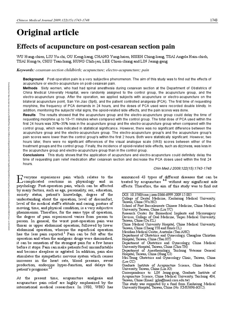 Effects of Acupuncture On Post Cesarean Section.5 | PDF