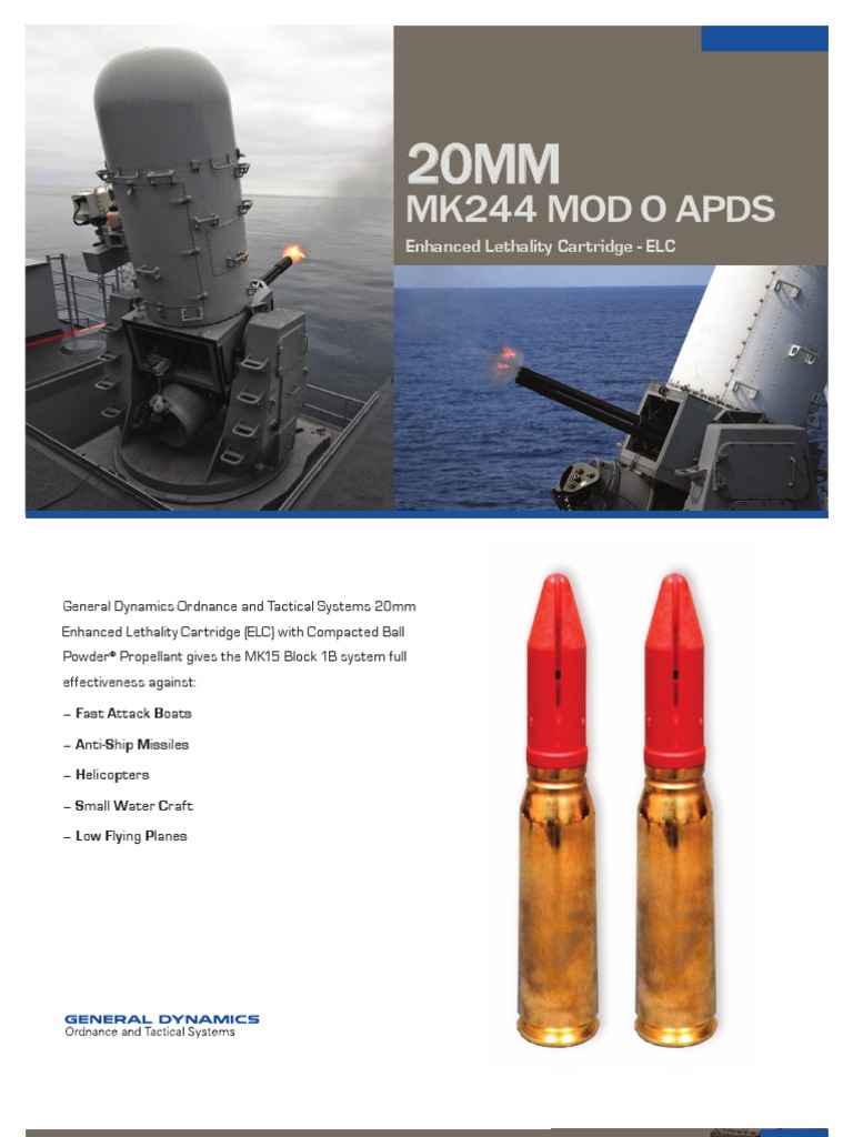 20mm MK244 MOD O APDS Enhanced Lethality Cartridge - ELC | PDF