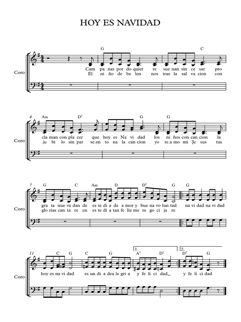 HOY ES NAVIDAD - Partitura Completa | PDF