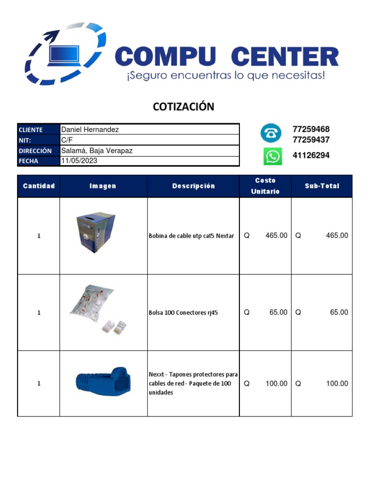Cotización: Daniel Hernandez C/F Salamá, Baja Verapaz 11/05/2023 | PDF