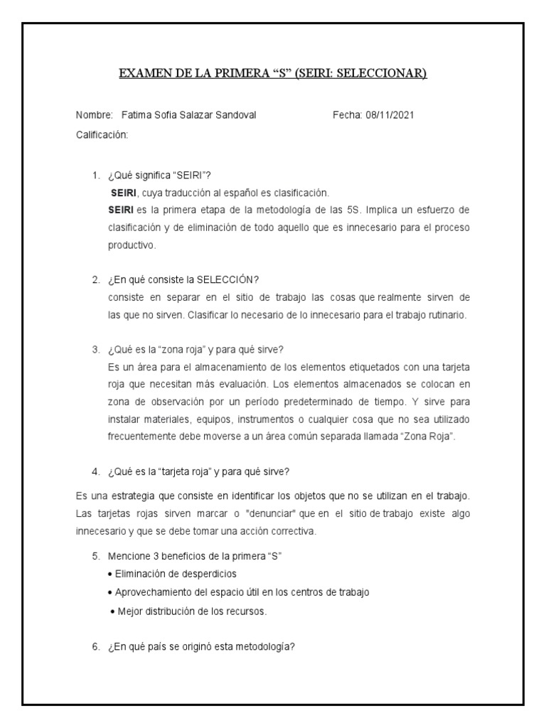 Examen de La Primera S | PDF