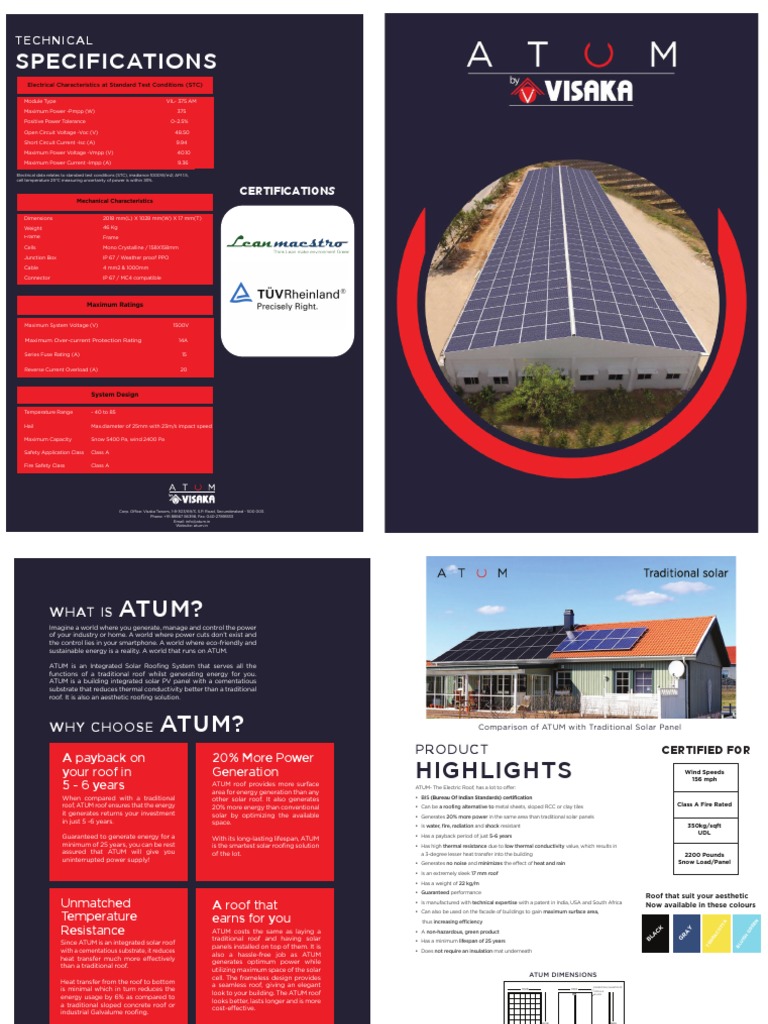 Atum Brochure 375W | Download Free PDF | Roof | Photovoltaics