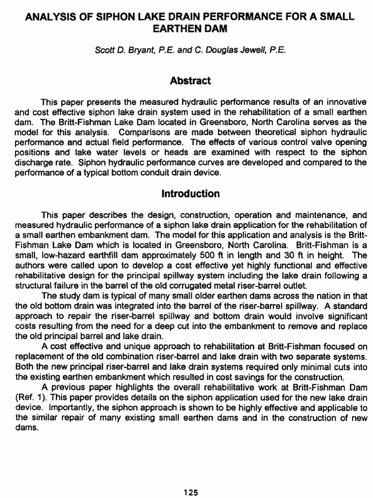 Siphon Design for Earthen Dams | PDF | Dam | Flow Measurement