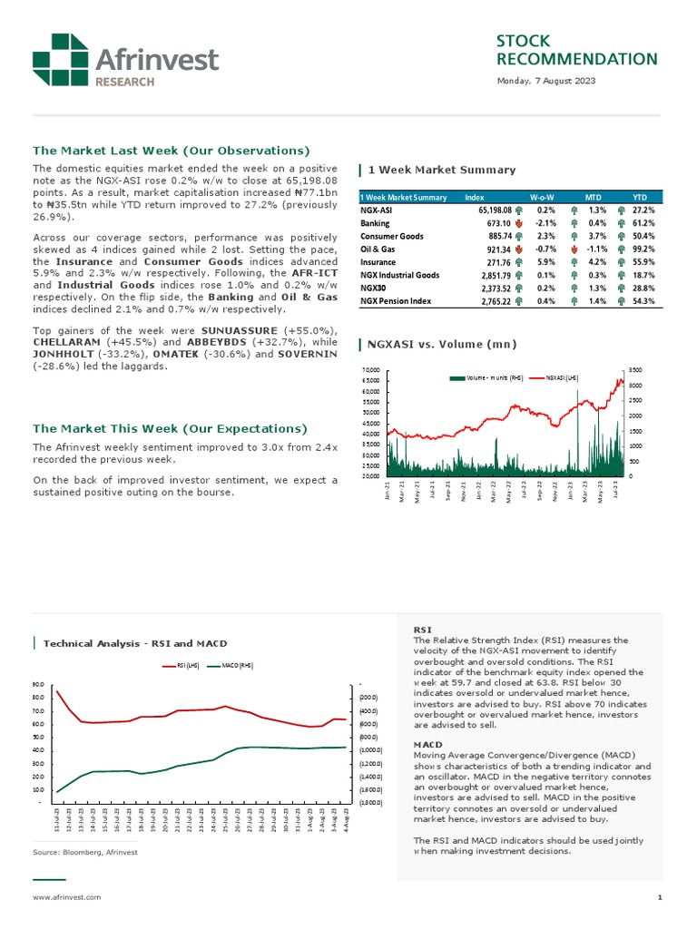 Nigerian Stock Recommendation For August 7th 2023 | PDF | Valuation ...